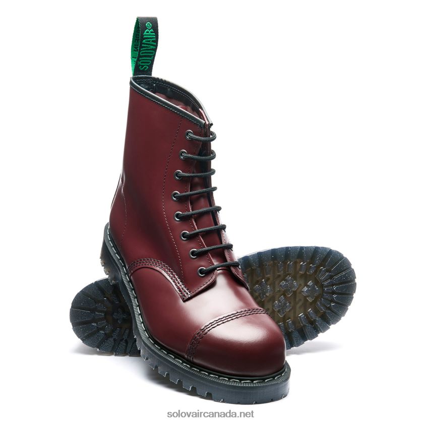 Cherry Red Hi-Shine 8 Eye Steel Toe Derby Boot Men Solovair X8H60B160 ...