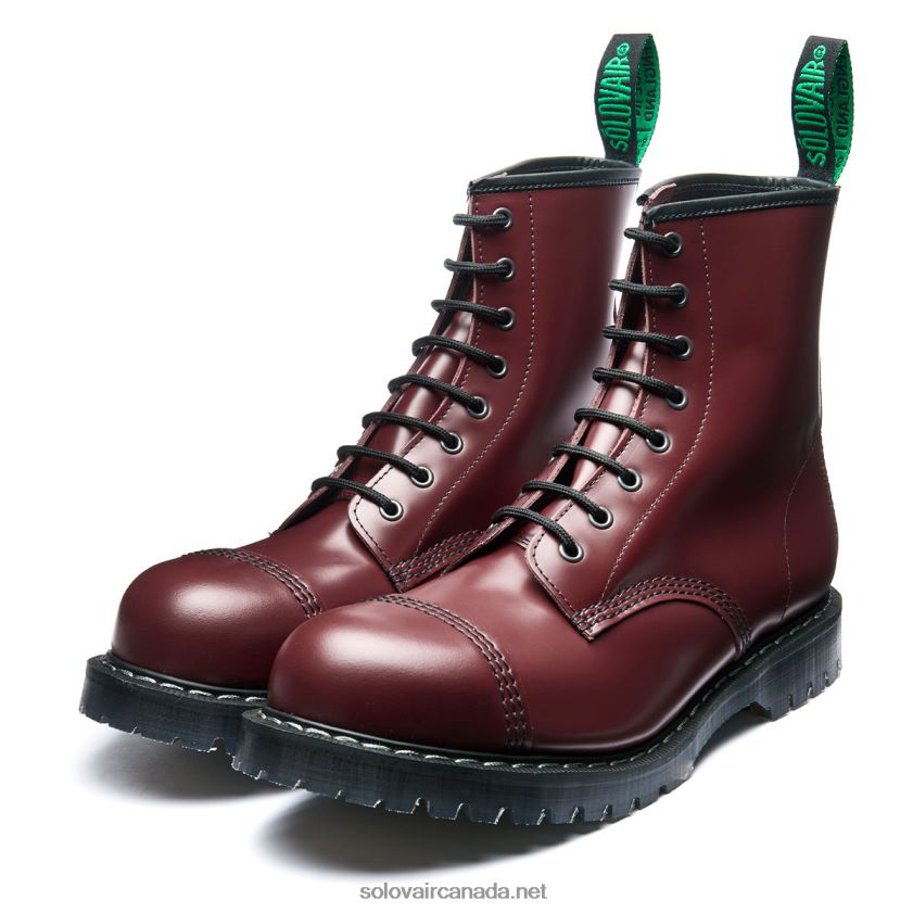 Cherry Red Hi-Shine 8 Eye Steel Toe Derby Boot Men Solovair X8H60B160 ...